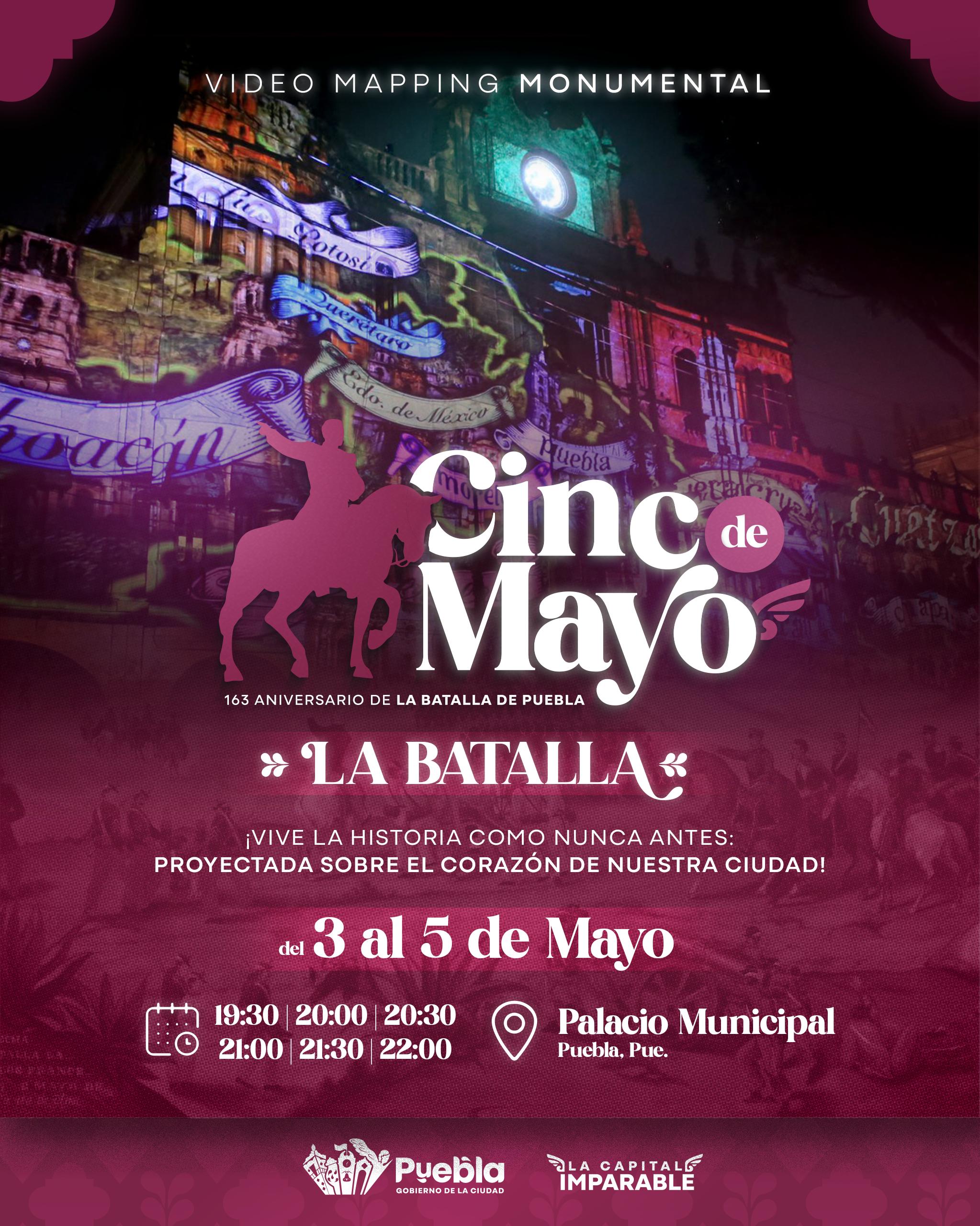 Puebla celebra la Batalla del 5 de Mayo con video mapping