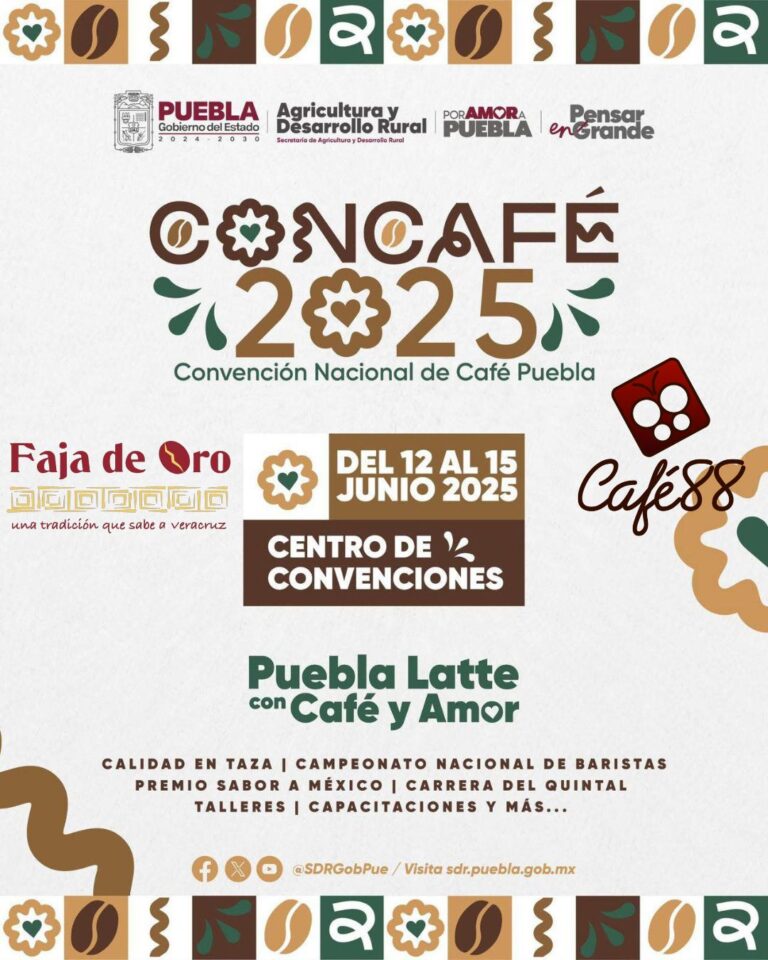 Puebla será sede de CONCAFÉ 2025, cumbre nacional del café